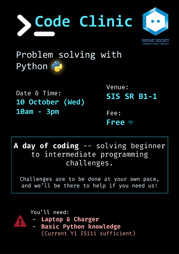 Python Code Clinic | School of Computing and Information Systems